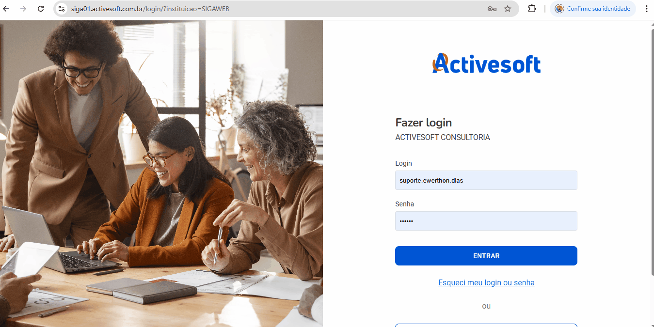 Redefinindo a senha de acesso ao Portal Web – Activesoft